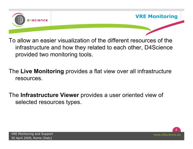 VRE Monitoring And Support | PDF