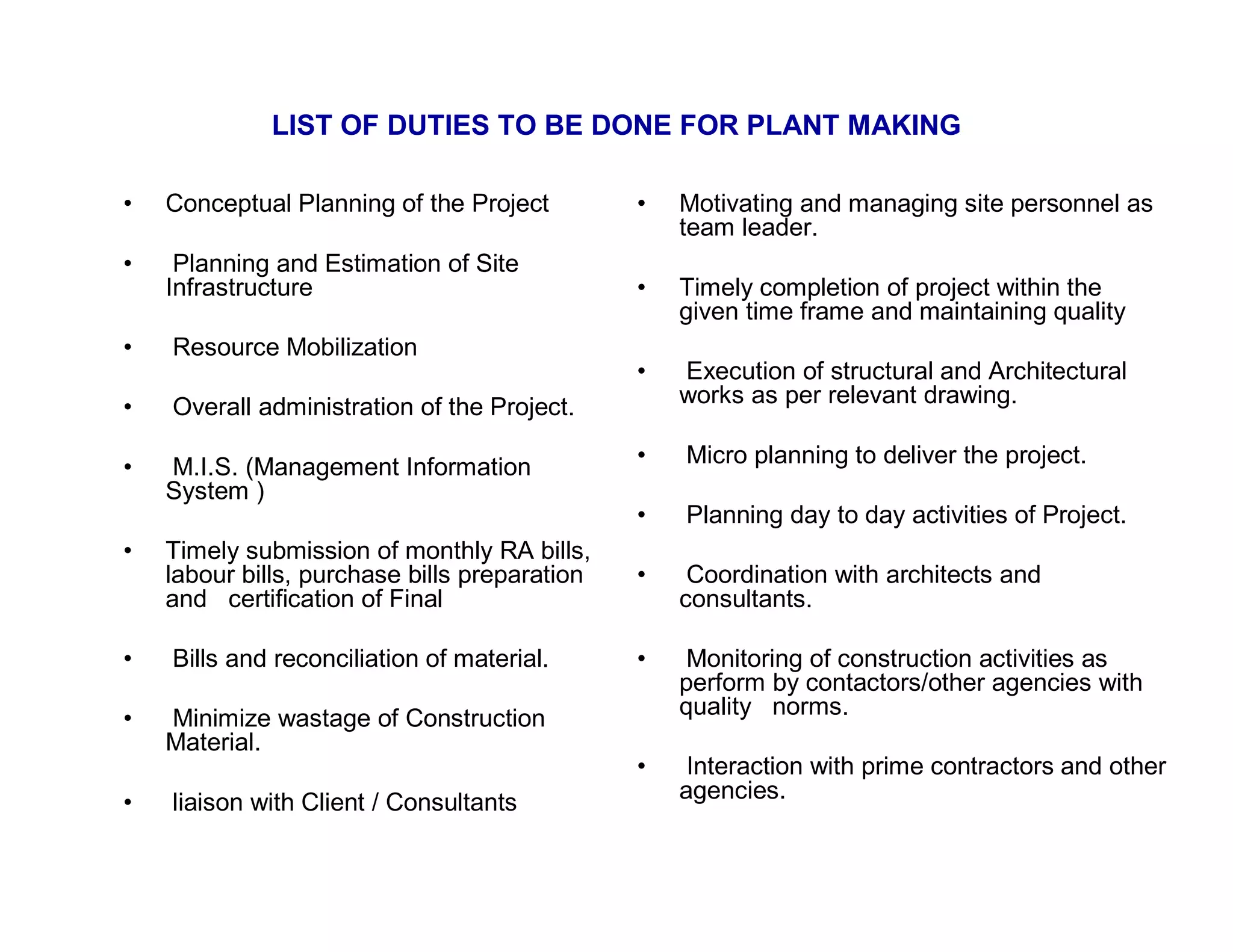 Green field project making of production plant | PDF
