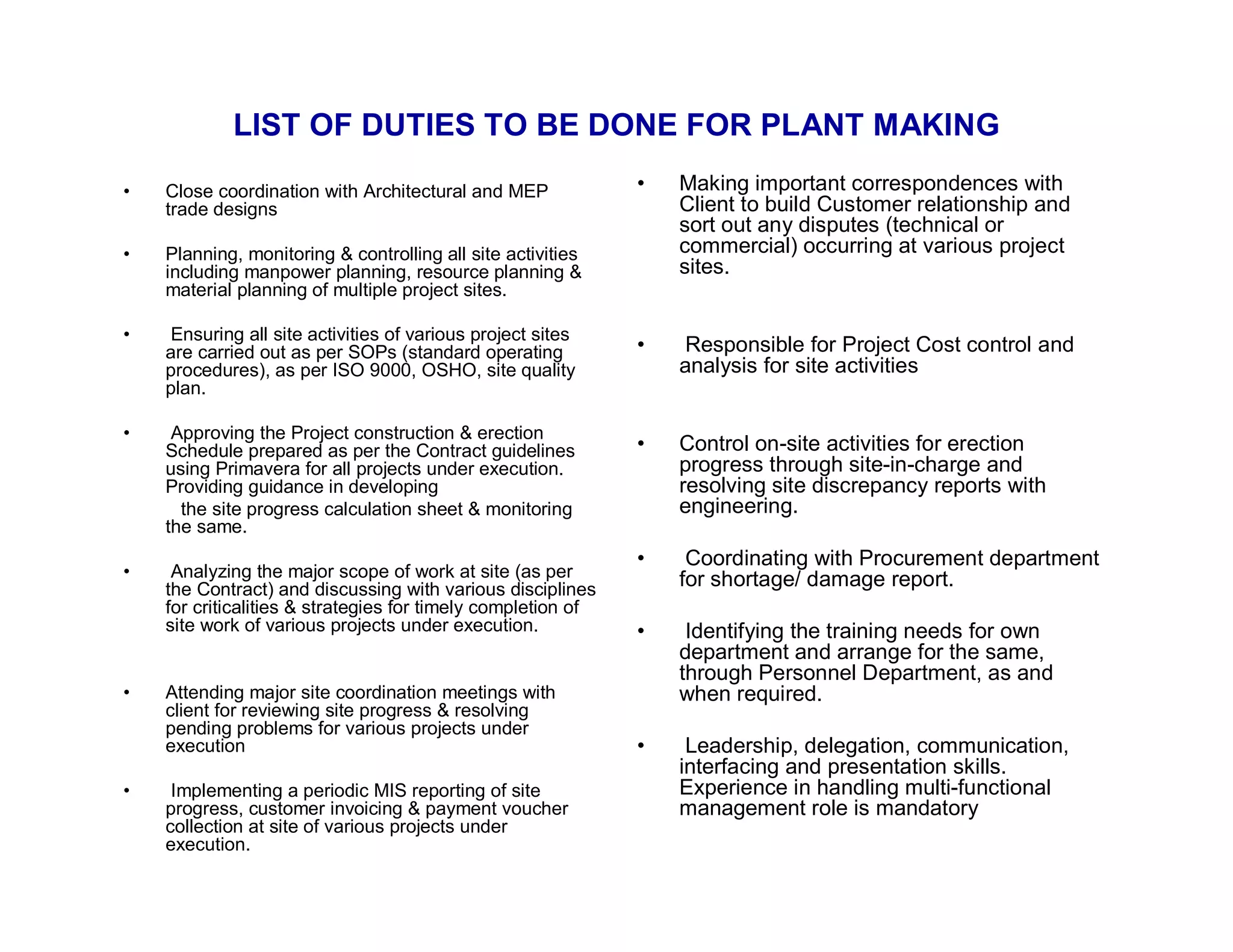 Green field project making of production plant | PDF