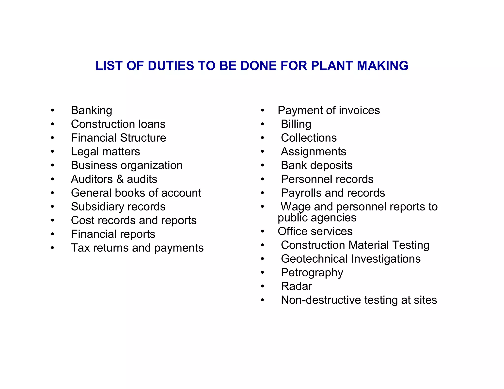 Green field project making of production plant | PDF