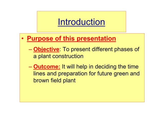 Green field project making of production plant | PDF