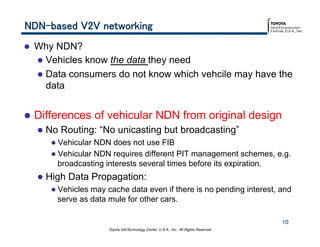 CCNxCon2012: Session 3: NDN Applicability to V2V and V2R Networks | PPT