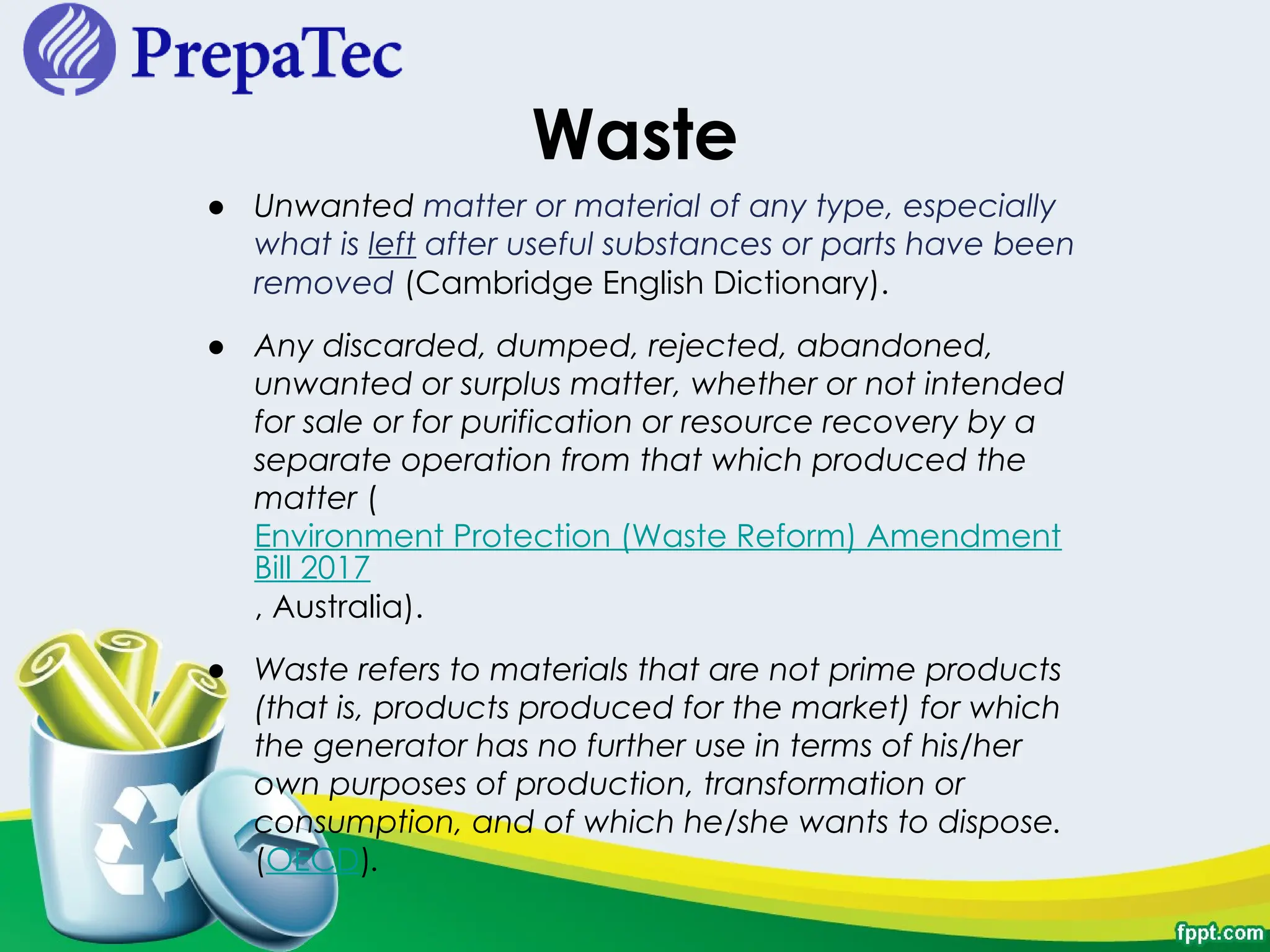 Waste: definitions, classification and management | PPTX