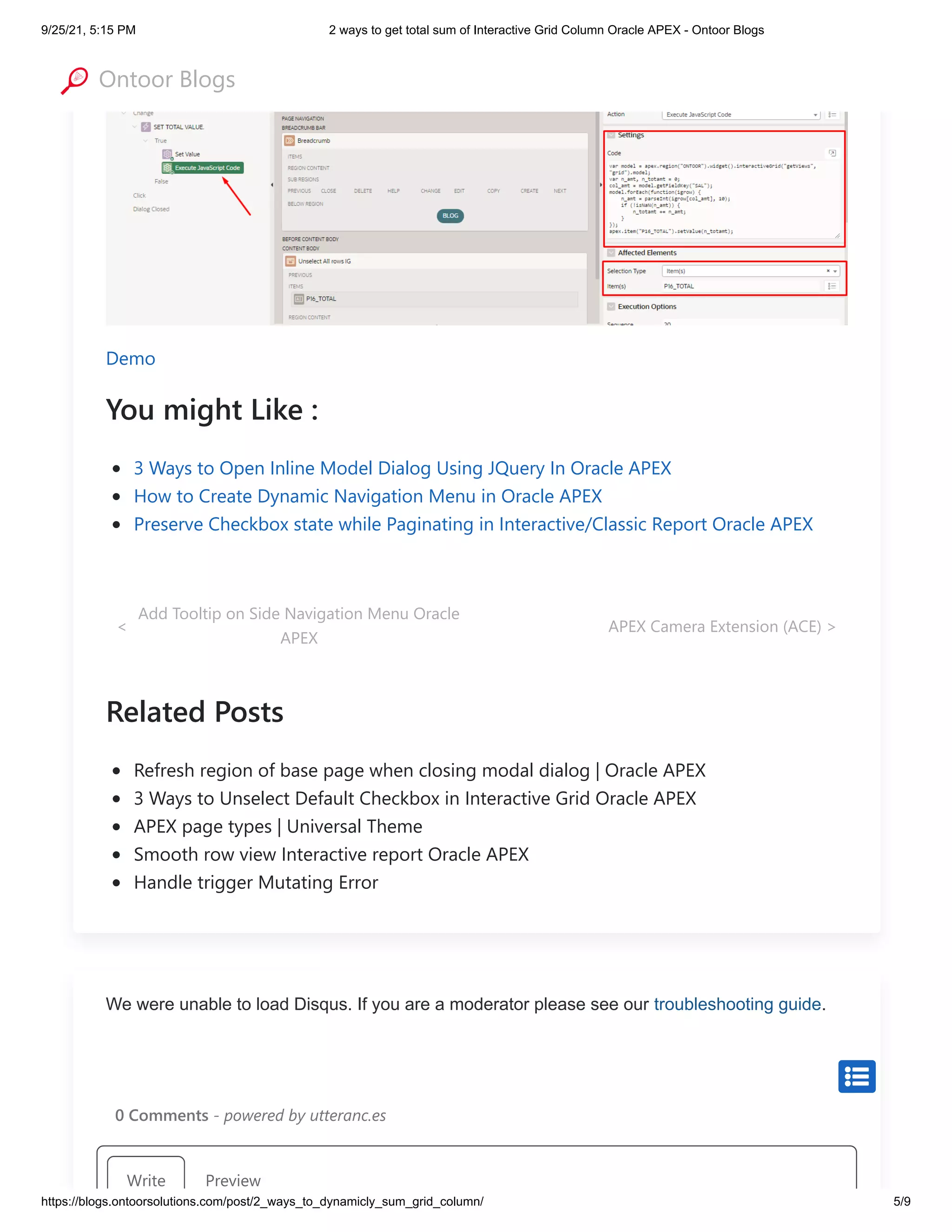 2 ways to get total sum of interactive grid column oracle apex ontoor blogs | PDF | Web ...