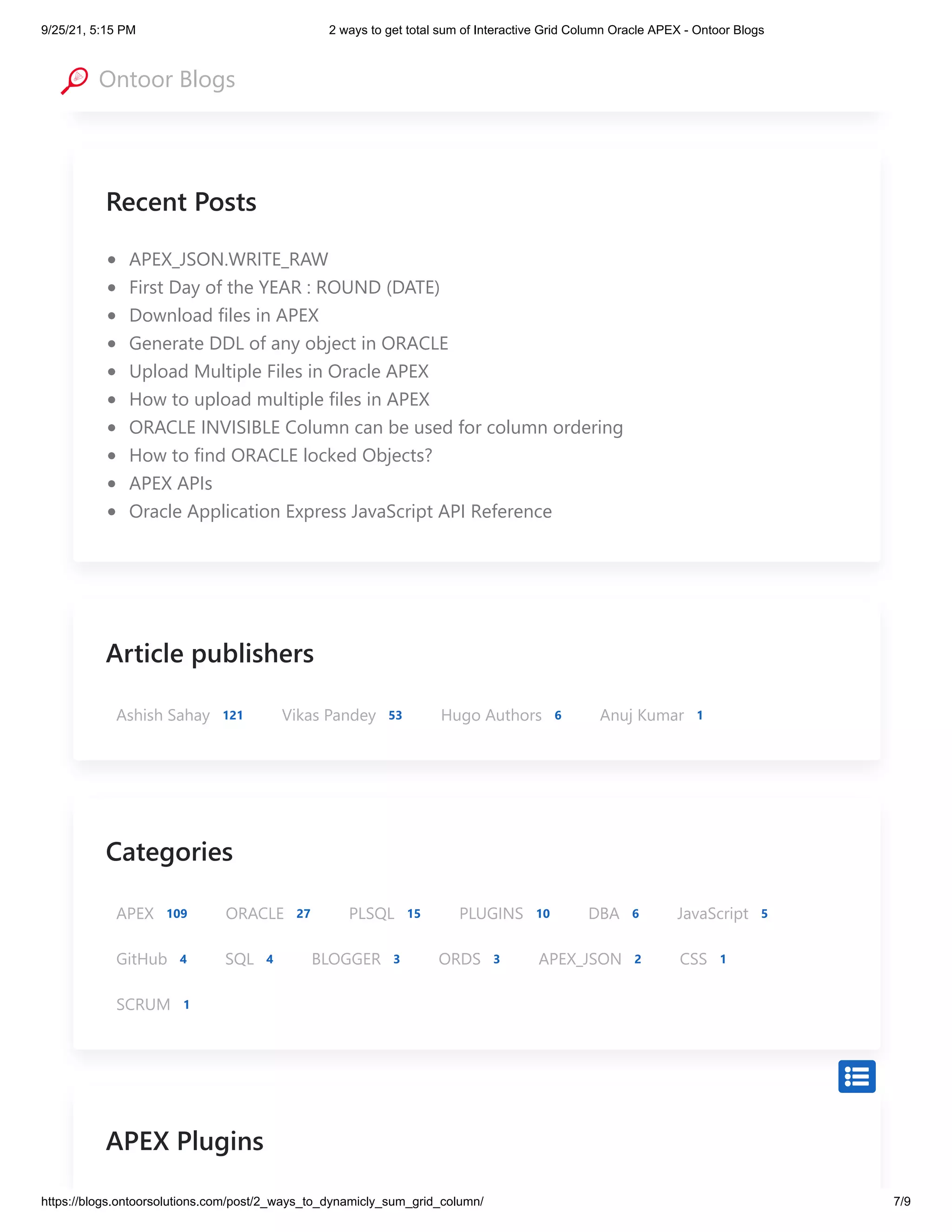2 ways to get total sum of interactive grid column oracle apex ontoor blogs | PDF | Web ...