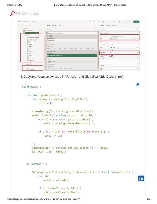 2 ways to get total sum of interactive grid column oracle apex ontoor blogs | PDF | Web ...