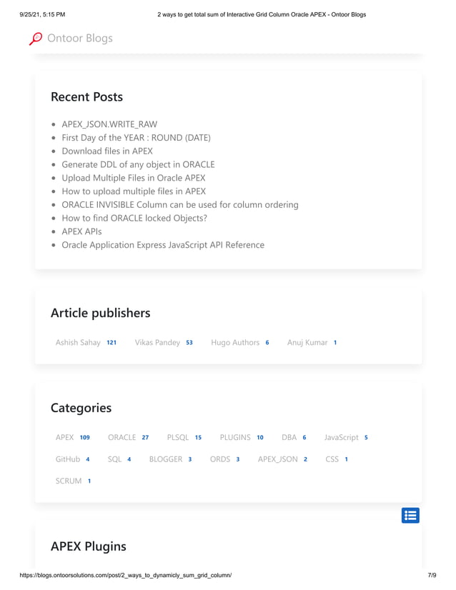 2 ways to get total sum of interactive grid column oracle apex ontoor blogs | PDF | Web ...