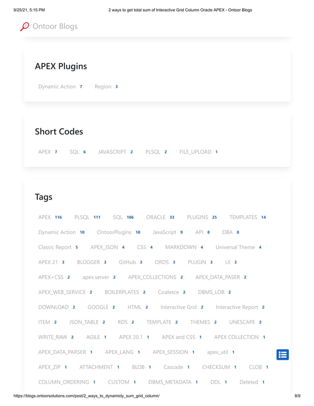 2 ways to get total sum of interactive grid column oracle apex ontoor blogs | PDF | Web ...