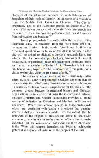 Jerusalem and Christian-Muslim Relations: the Contemporary Context. | PDF