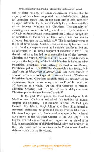 Jerusalem and Christian-Muslim Relations: the Contemporary Context. | PDF