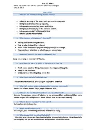 WORKSHEET HEALTHY HABITS | DOCX