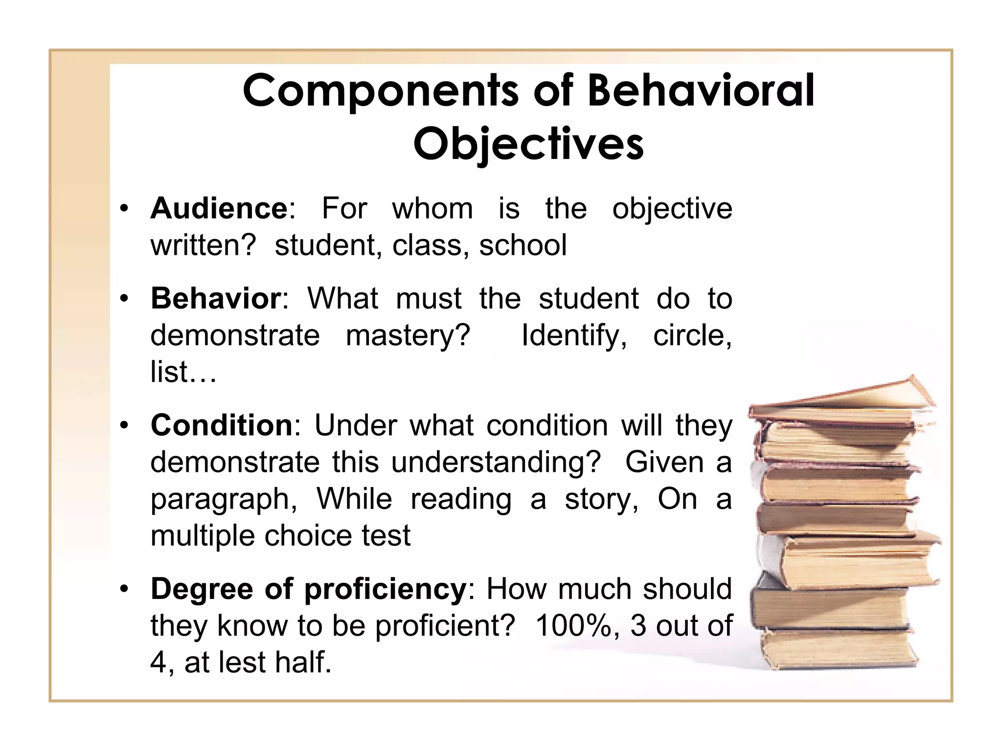 2 Writing Behavioral Objectives Taxonomy of educational objectives (2 ...