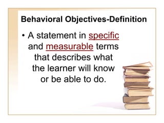 2 Writing Behavioral Objectives Taxonomy of educational objectives (2 ...