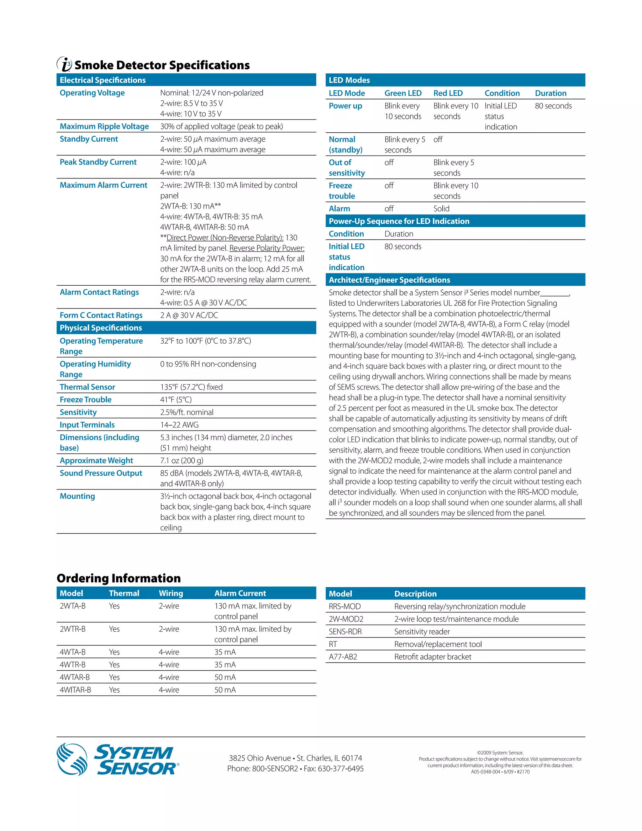 System Sensor 2WTR-B Data Sheet | PDF