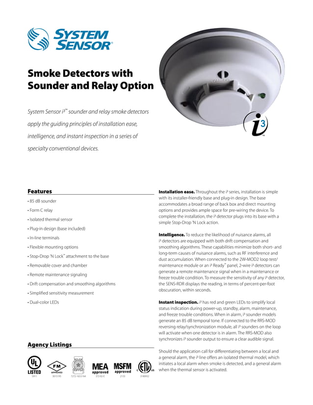 System Sensor 2wtr B Data Sheet Pdf