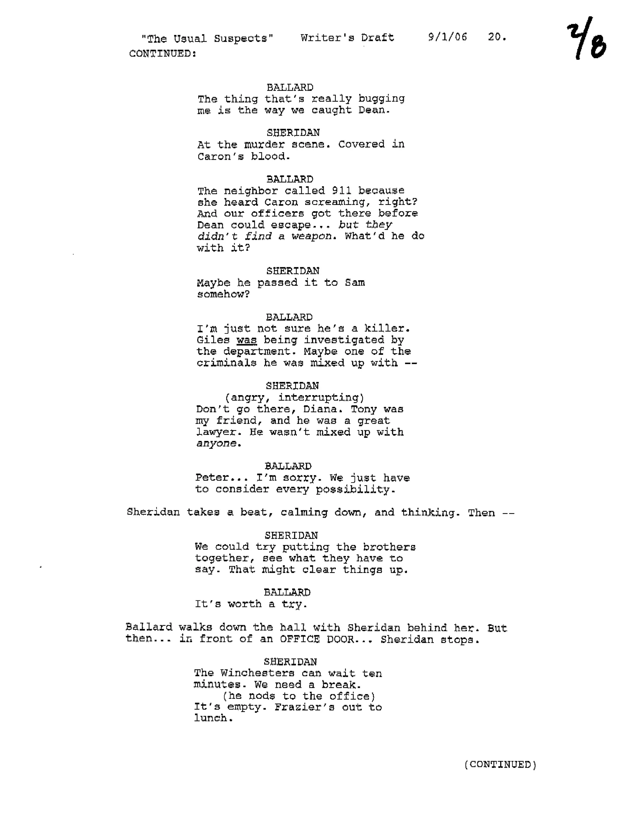 Supernatural 2.07 The Usual Suspects Casting Sides for Detective Peter ...