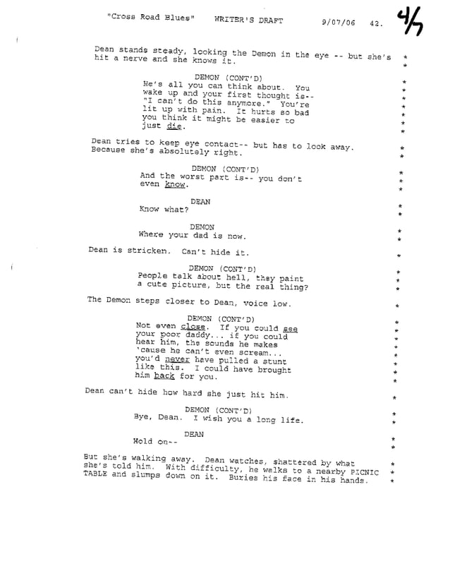 Supernatural 2.08 Crossroad Blues Casting Sides for Crossroads Demon | PDF