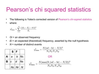 Statistics2x2'x2'yates 'x'2 | PPT