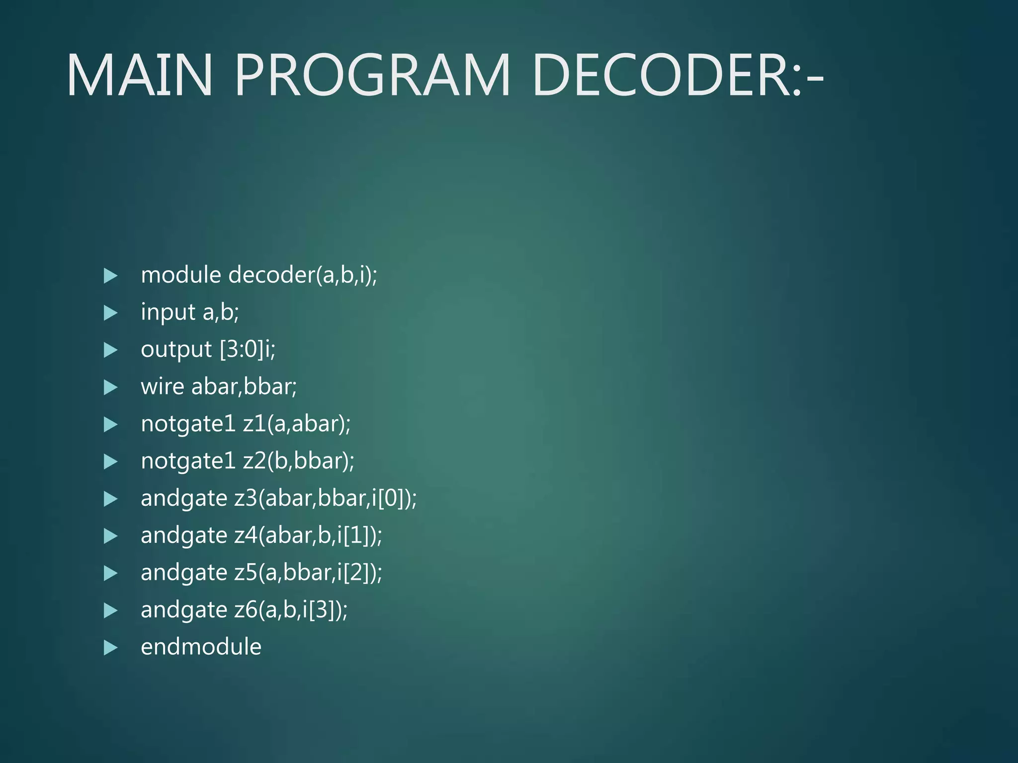 2 x4 decoder using switch level(Alok singh kanpur) | PPTX