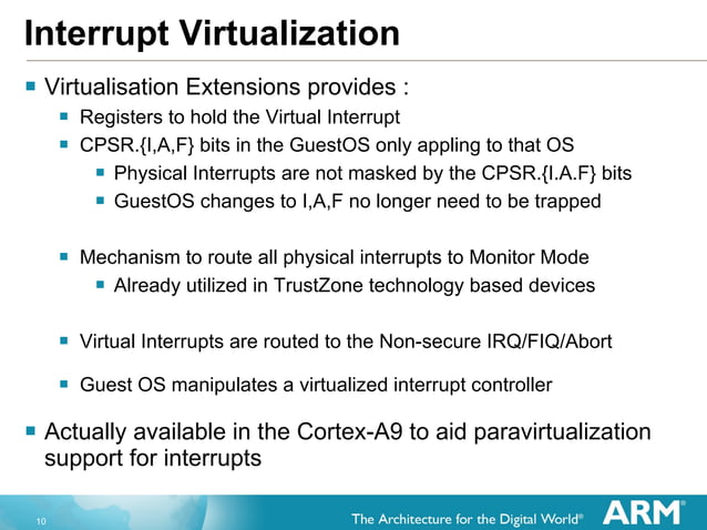 Hardware accelerated Virtualization in the ARM Cortex™ Processors | PPT