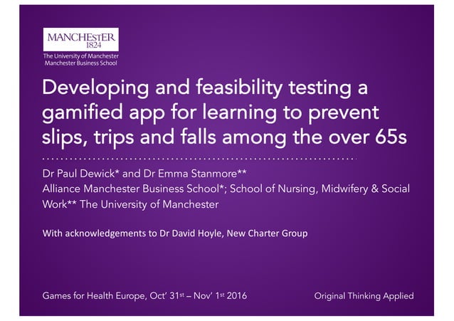 Developing and feasibility testing a gamified ‘app’ to prevent slips ...