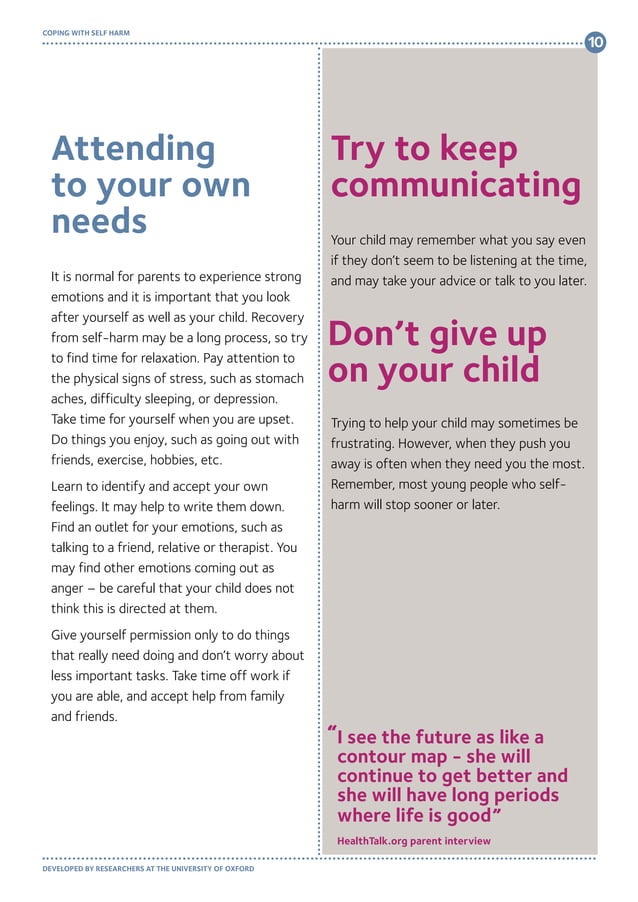 3 0-coping-with-self-harm-guide | PDF | First Aid | Injuries