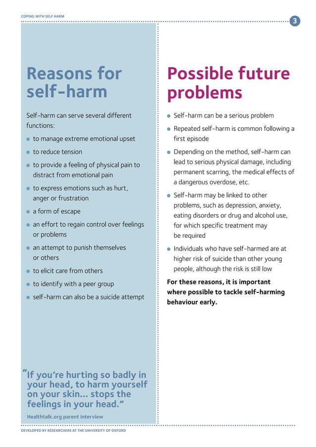 3 0-coping-with-self-harm-guide | PDF | First Aid | Injuries