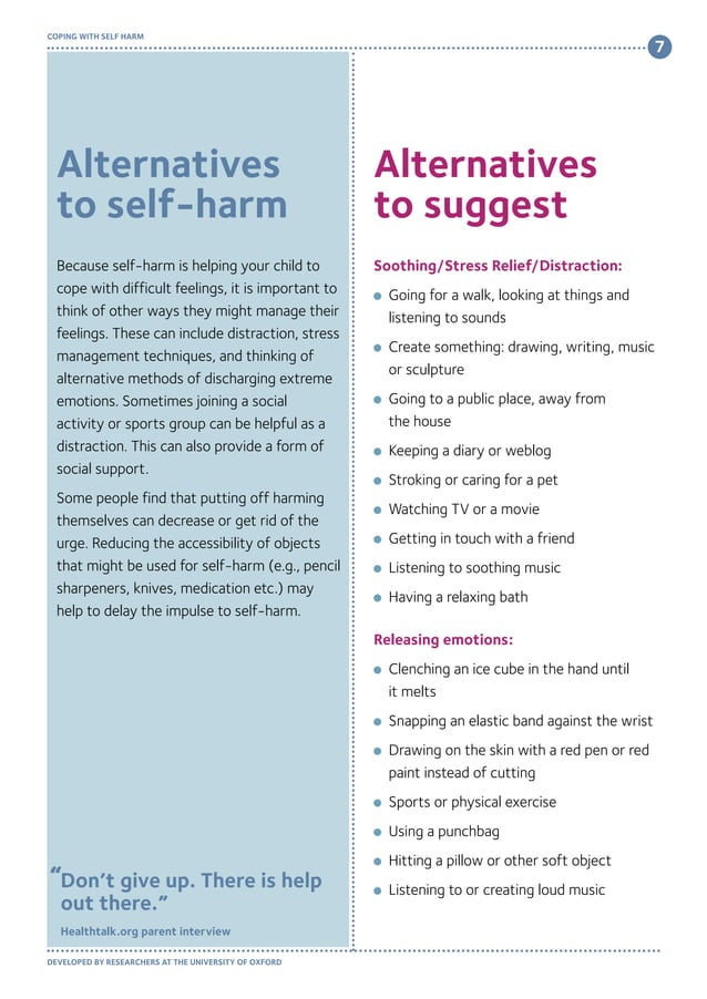 3 0-coping-with-self-harm-guide | PDF | First Aid | Injuries