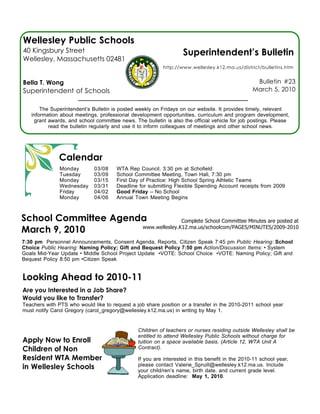 Superintendent's Bulletin 3-05-10 | PDF | Education