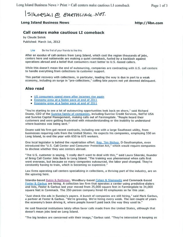 Article by Claude Solnik - LI Bsns News | PDF