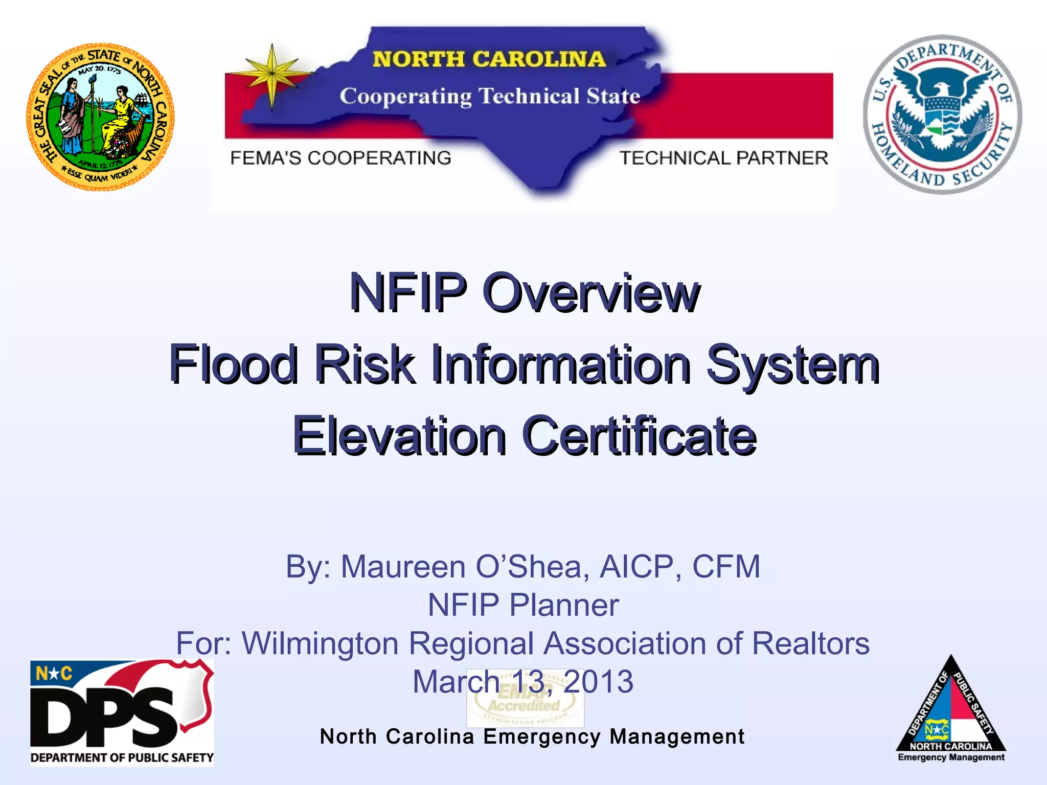 NFIP Overview Flood Risk Information System Elevation Certificate | PPT