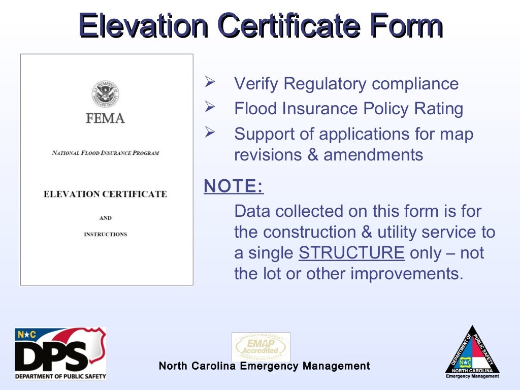 NFIP Overview Flood Risk Information System Elevation Certificate