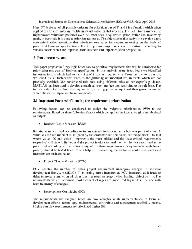 TEST CASE PRIORITIZATION USING FUZZY LOGIC BASED ON REQUIREMENT ...