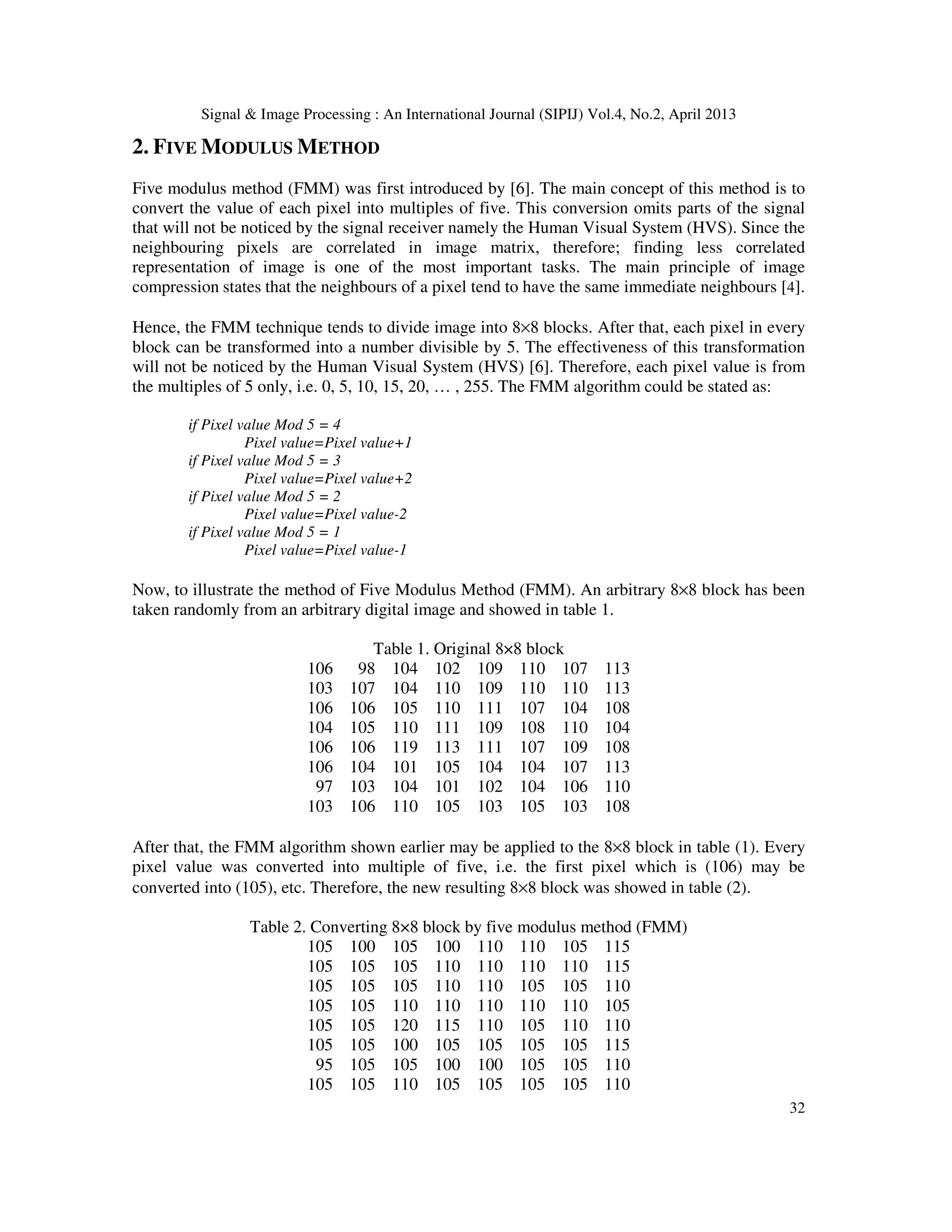 IMAGE COMPRESSION BY EMBEDDING FIVE MODULUS METHOD INTO JPEG | PDF