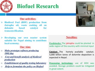 9. bioenergy research activities at NAST for evidence based policy ...