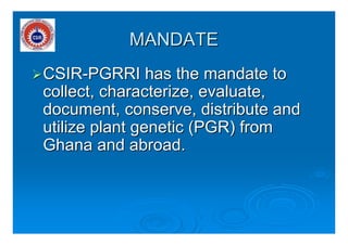 B4FA 2012 Ghana: Plant Genetic Resources in Ghana - Lawrence Aboagye | PDF
