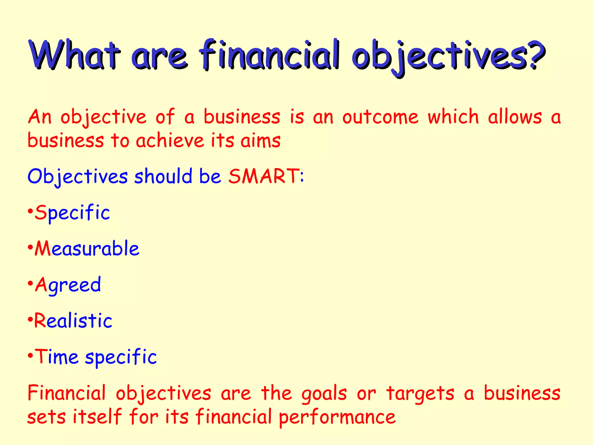 3.2 understanding financial objectives | PPT