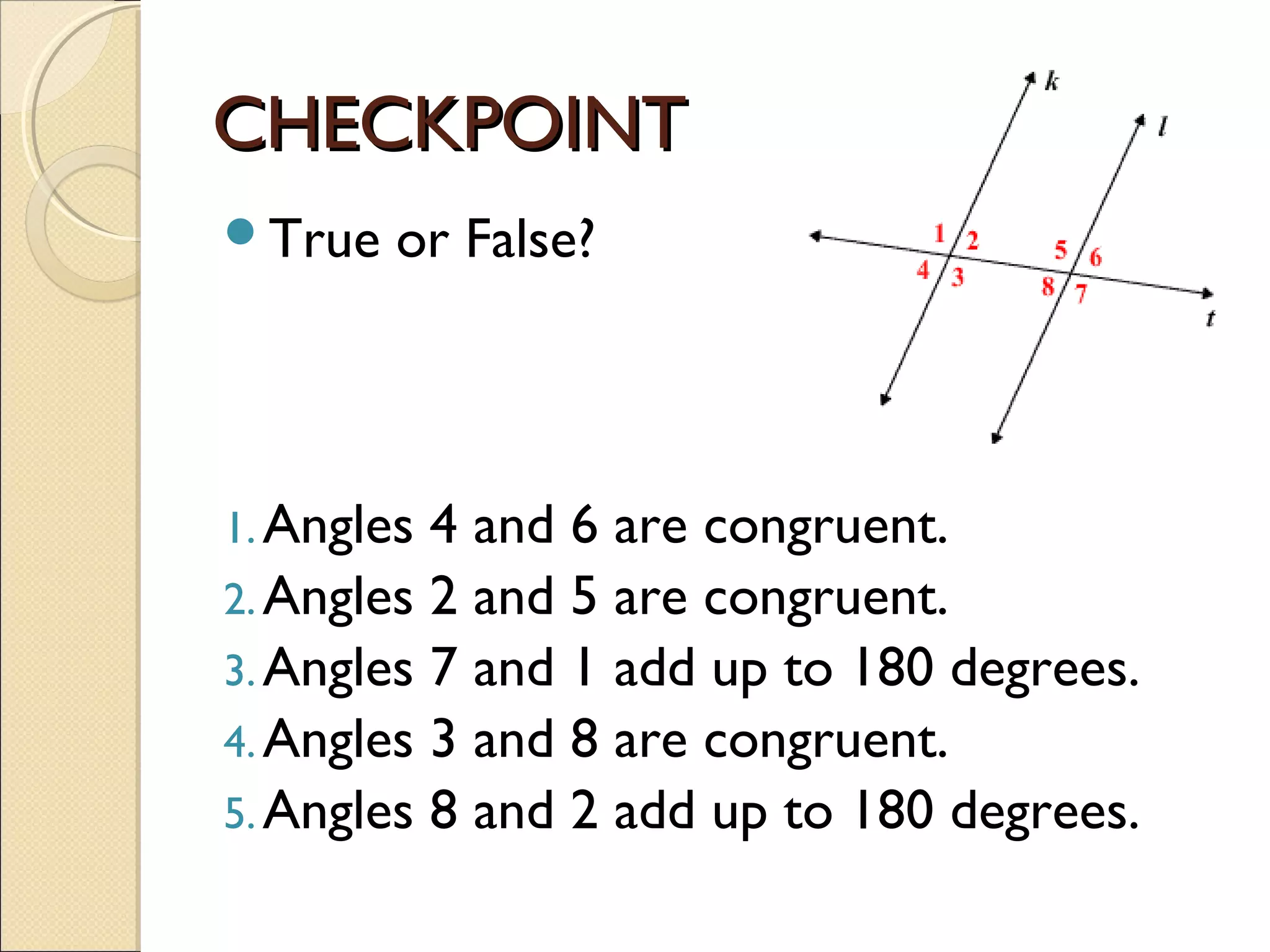 3.2 use parallel lines and transversals | PPT