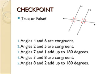 3.2 use parallel lines and transversals | PPT