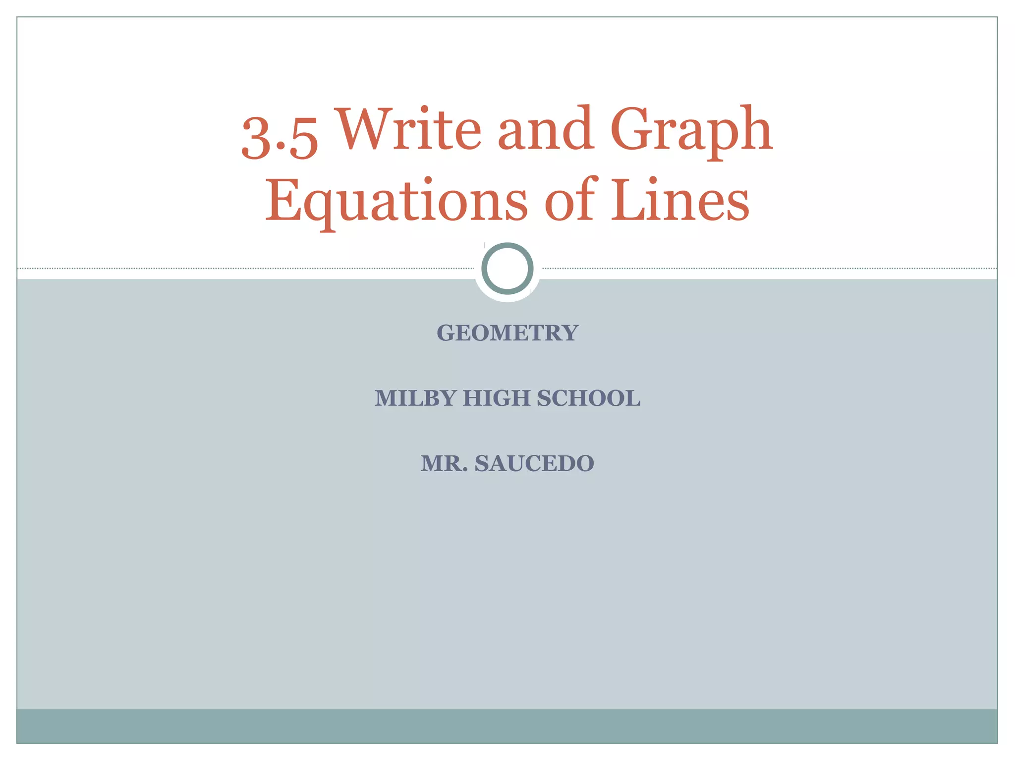 3 5 Write And Graph Equations Of Lines PPT