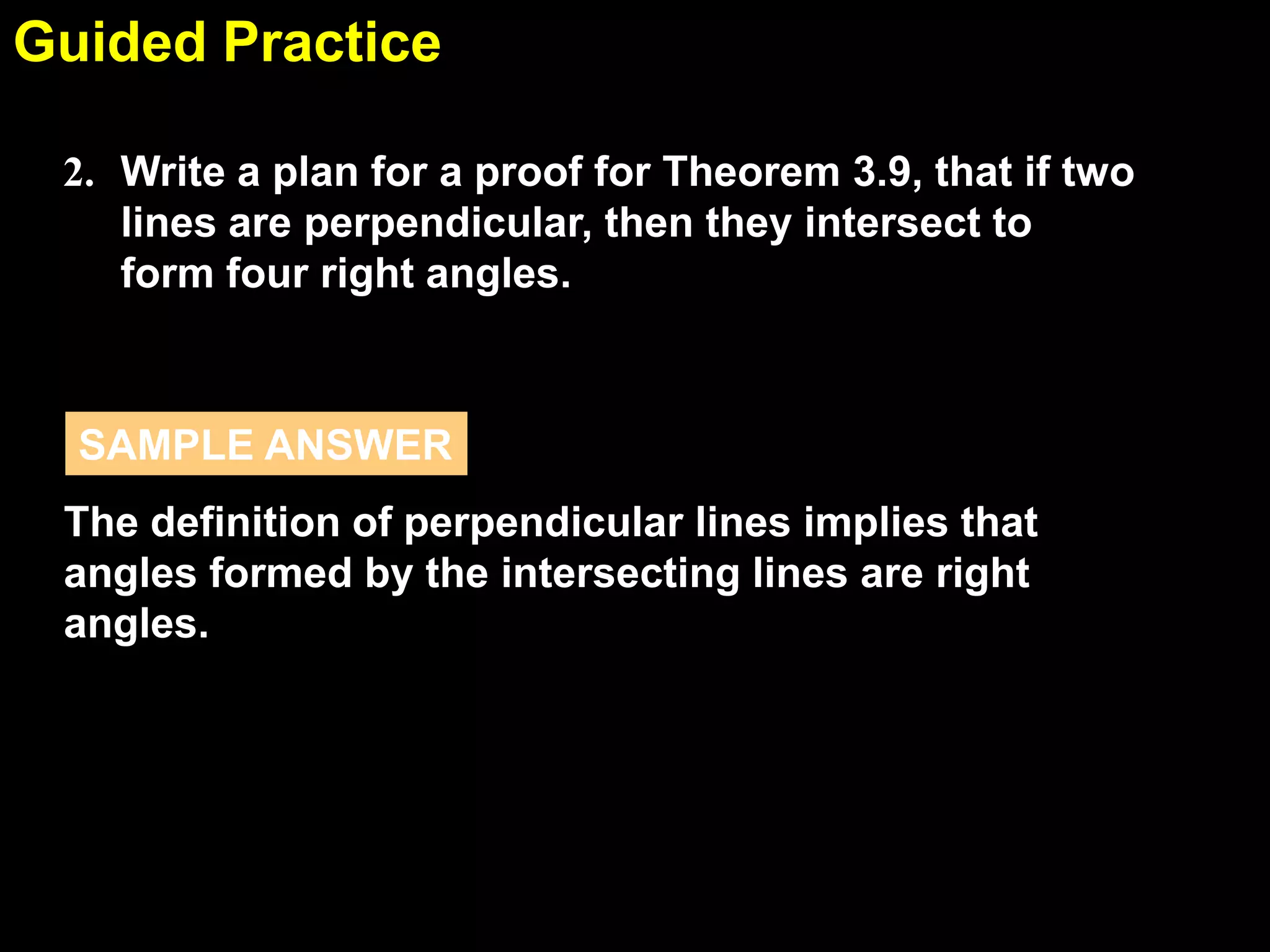 3.6 prove theorems about perpendicular lines | PPTX