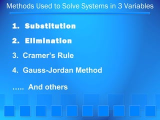 3.5 solving systems of equations in three variables | PPT