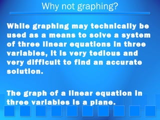 3.5 solving systems of equations in three variables | PPT