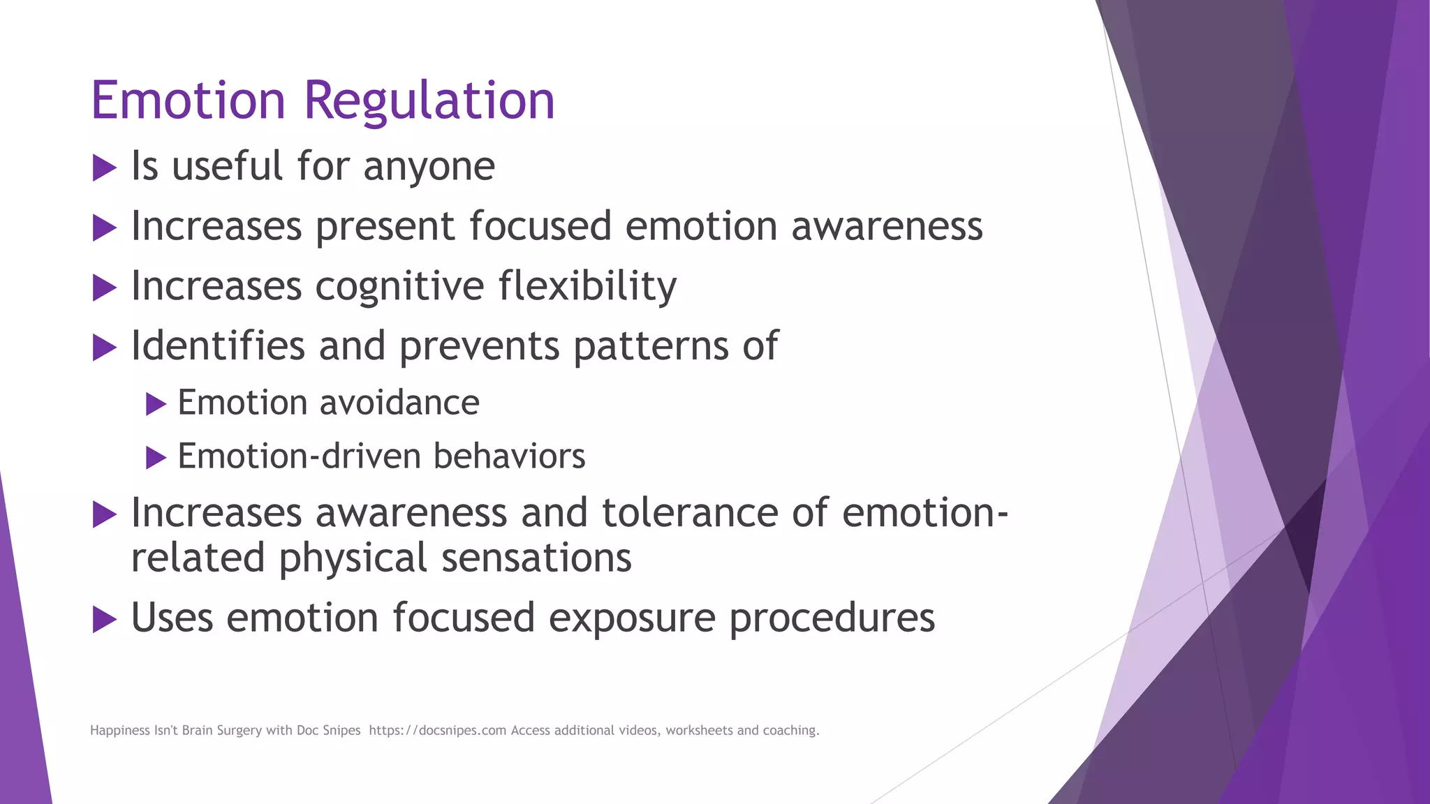 Emotion Regulation: Improving Happiness and Preventing Distress | PPTX