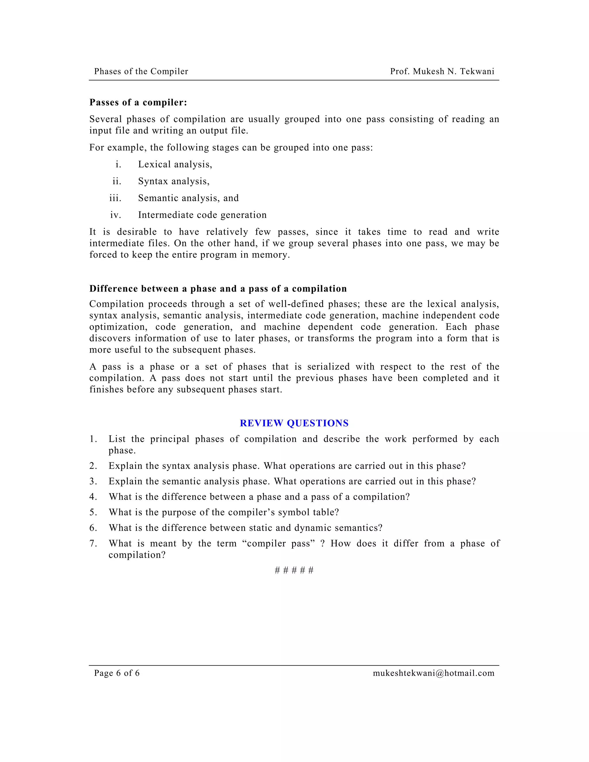 Phases of the Compiler - Systems Programming | PDF
