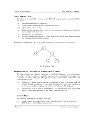 Phases of the Compiler - Systems Programming | PDF