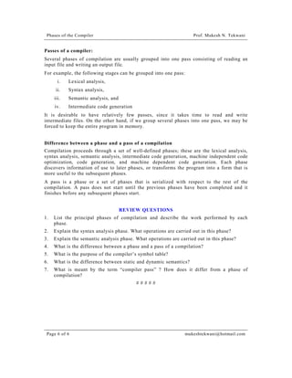 Phases of the Compiler - Systems Programming | PDF