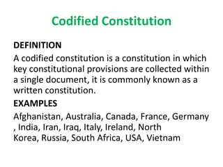 3. Codified & Uncodified Constitutions | PPT