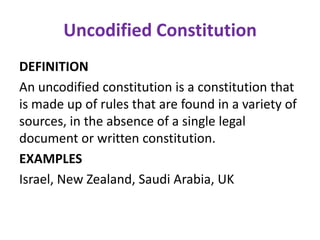 3. Codified & Uncodified Constitutions | PPTX