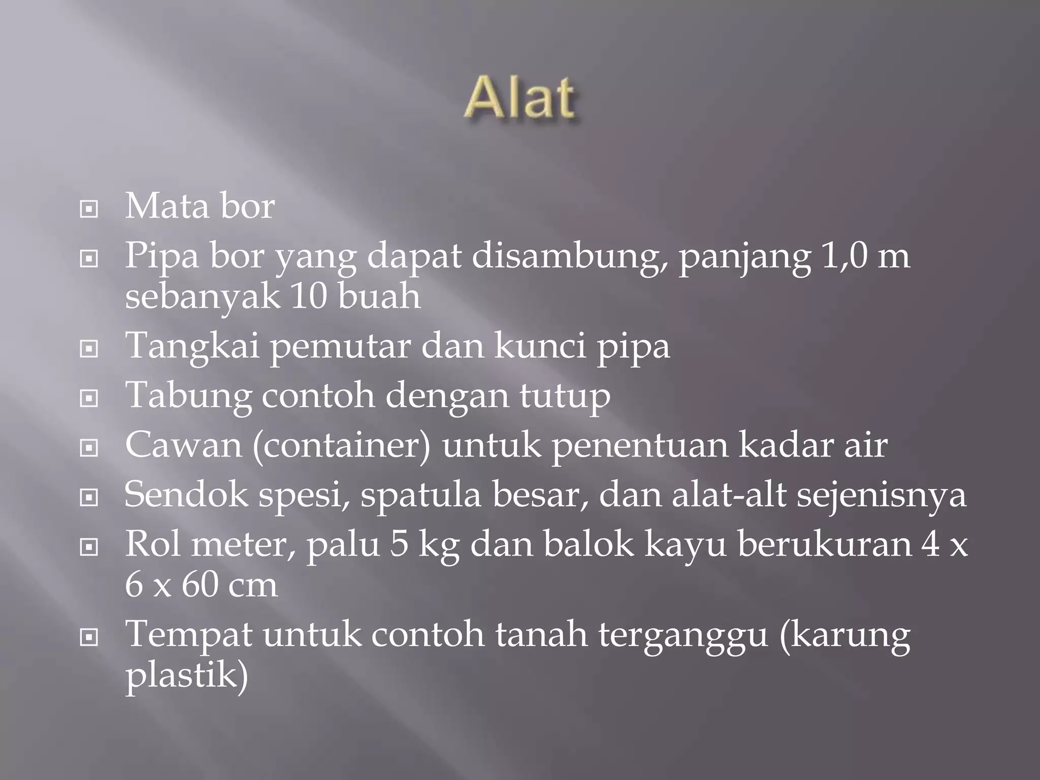 Laboratorium Uji Tanah - Pengambilan Contoh Tanah | PPTX
